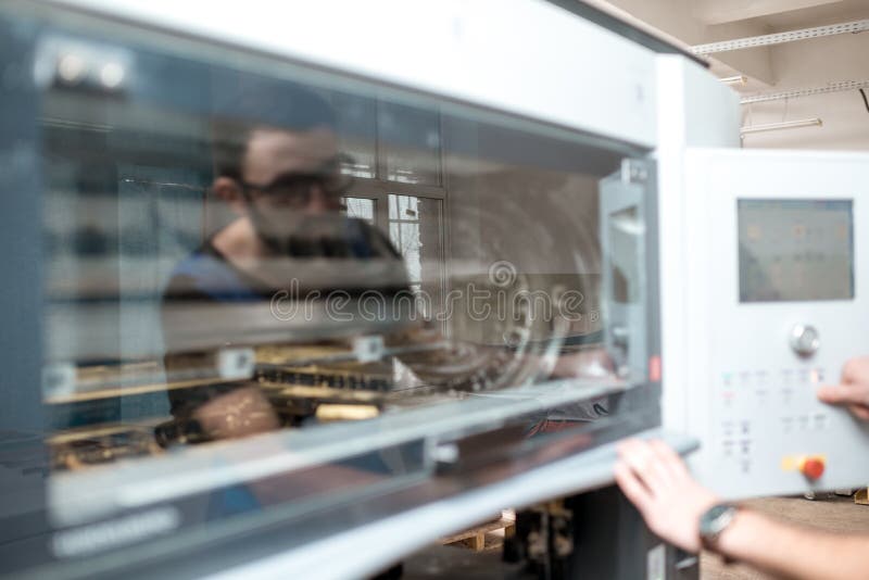 Operating offset machine stock image. Image of operator - 110453067