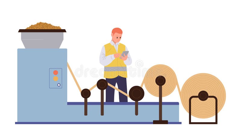 Man Operator Isolated Cartoon Character Controlling Work of Paper ...