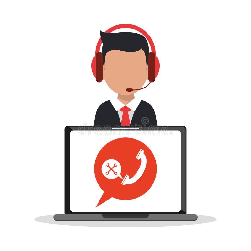 Man Operator and Laptop Design Stock Illustration - Illustration of ...