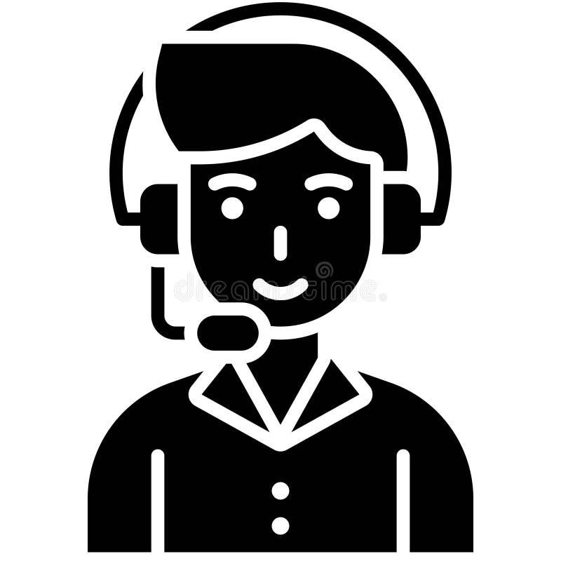 Man Operator, Telecommuting or Remote Work Icon Stock Vector ...