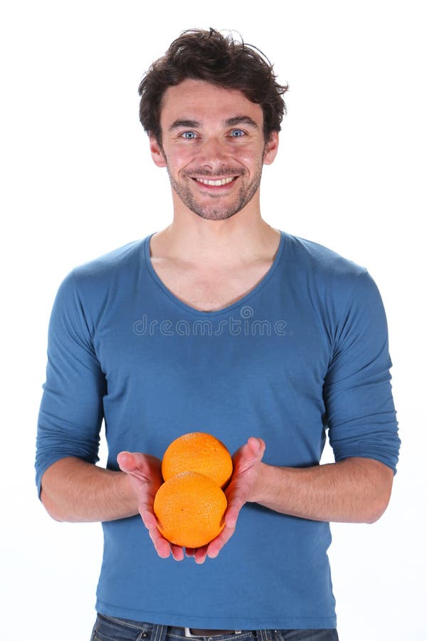 Man and two green apples stock image. Image of fresh - 34037745