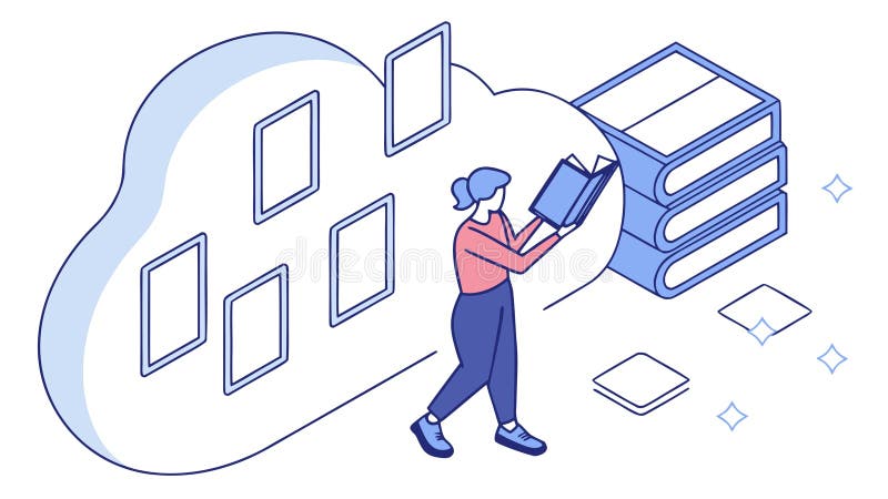 Man Organizing Digital Files in Cloud Storage, Vector Design Generative AI Stock Vector ...