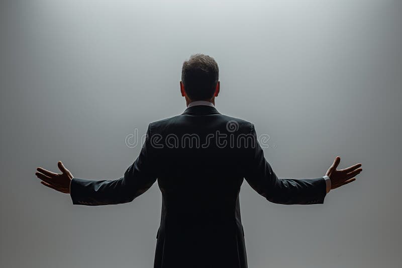 Man with Outstretched Arms in Dramatic Light Stock Photo - Image of ...