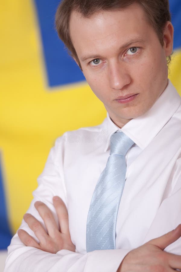Man over sweden flag stock image. Image of emotion, candidate - 13963263