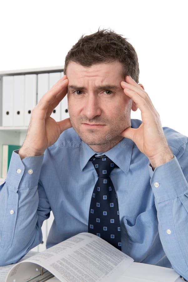 Man is over-worked stock image. Image of engrossed, business - 39269621