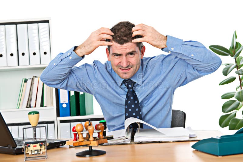 Man is over-worked stock photo. Image of clerk, accountability - 39740428