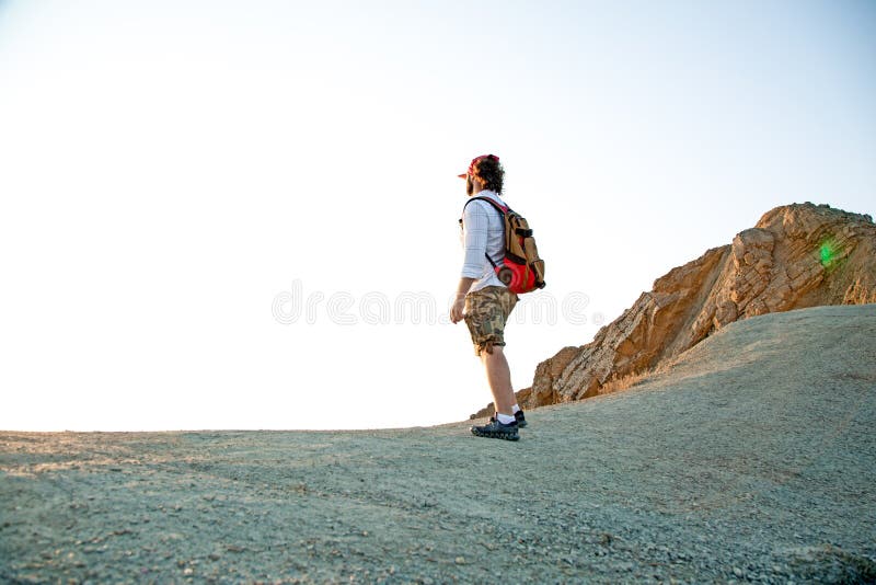 A Man Overlooking a Panoramic View of a Beautiful Coastline Stock Image ...