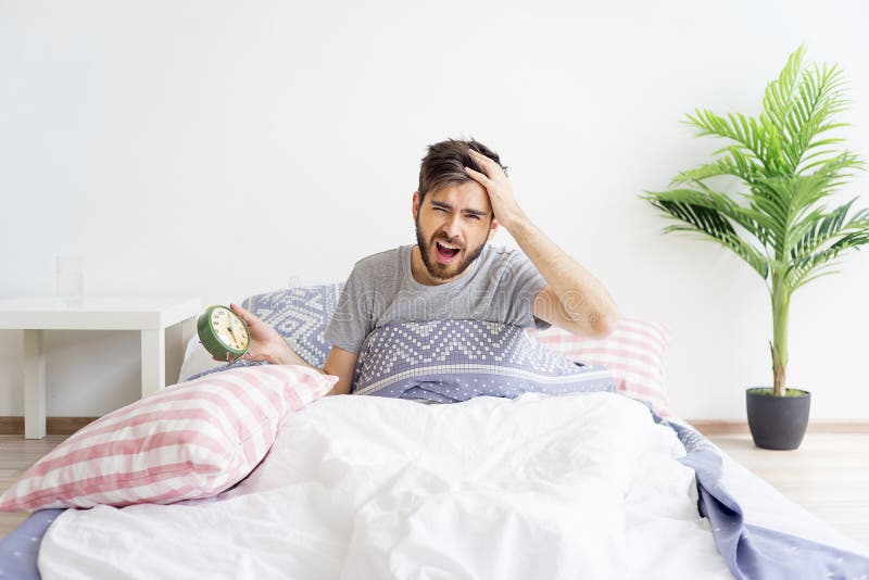 Man is overslept stock image. Image of caucasian, people - 100314687