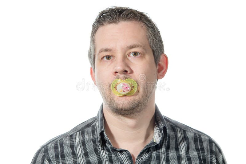 Man and a pacifier stock photo. Image of ironic, dummy - 51465662