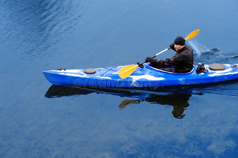 Kayaking on the River, Back View Stock Photo - Image of action, rocks ...