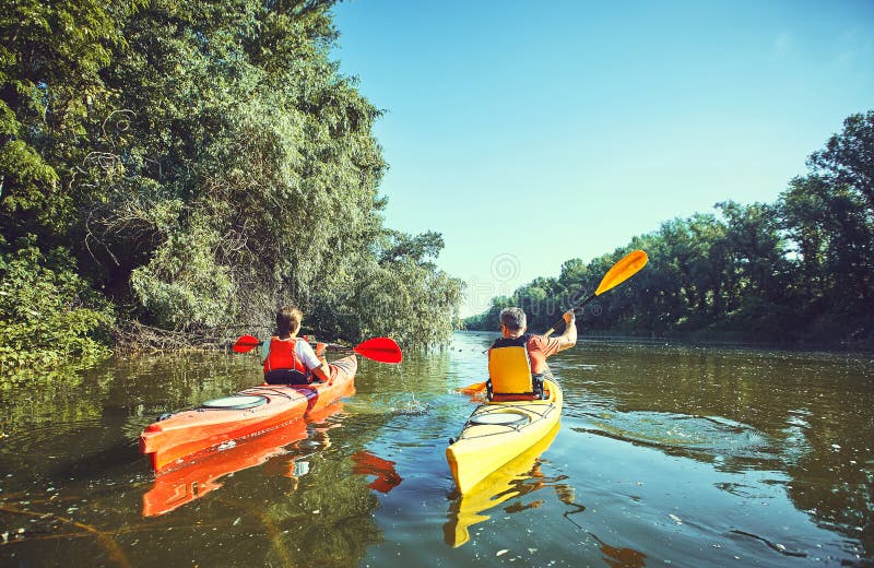 A Canoe Trip on the River in the Summer. Stock Photo - Image of kayak ...