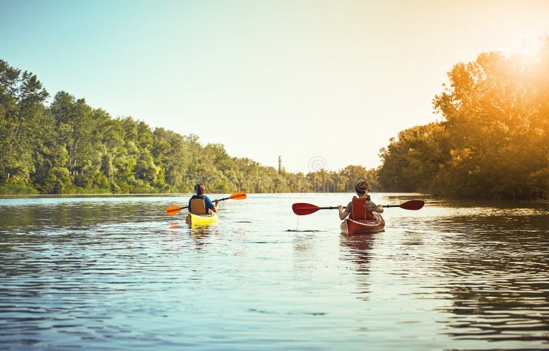 A Canoe Trip on the River in the Summer. Stock Photo - Image of active ...