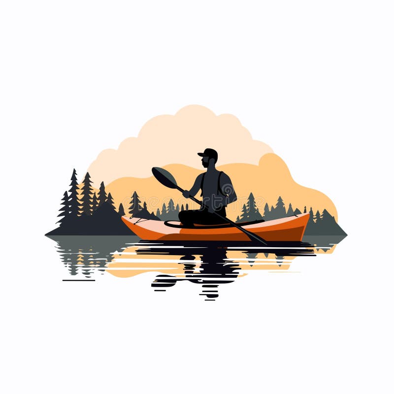 Man Paddling Kayak Vector Flat Minimalistic Isolated Illustration Stock ...