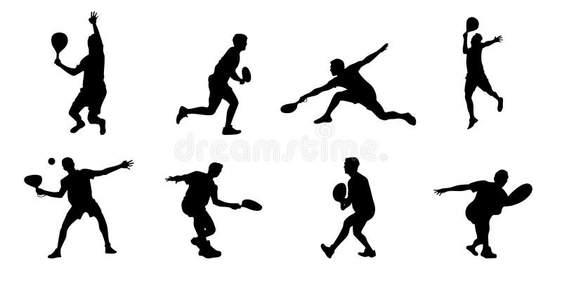 Man Padel Tennis Player Silhouette Stock Vector - Illustration of ...
