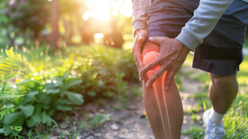 Man Pain at His Knee with Highlight Stock Illustration - Illustration ...
