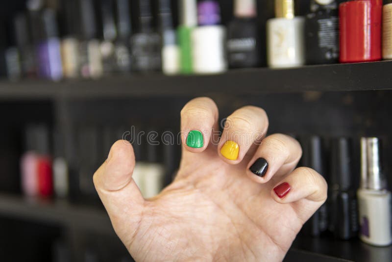 Man with Painted Nails. Design of Male Nails Stock Image - Image of ...