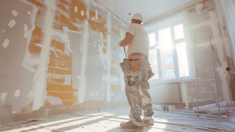 Man Painter Standing in Front of Building Stock Image - Image of person ...