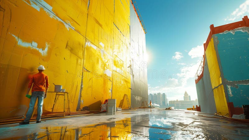 Man Painter Standing in Front of Building Stock Photo - Image of ...