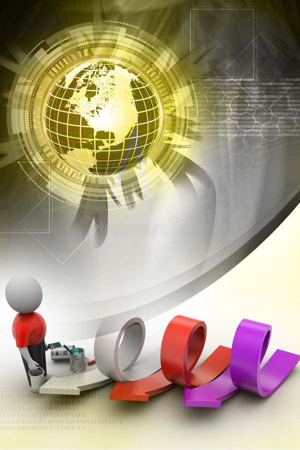 Man painting the arrows stock illustration. Illustration of bucket ...