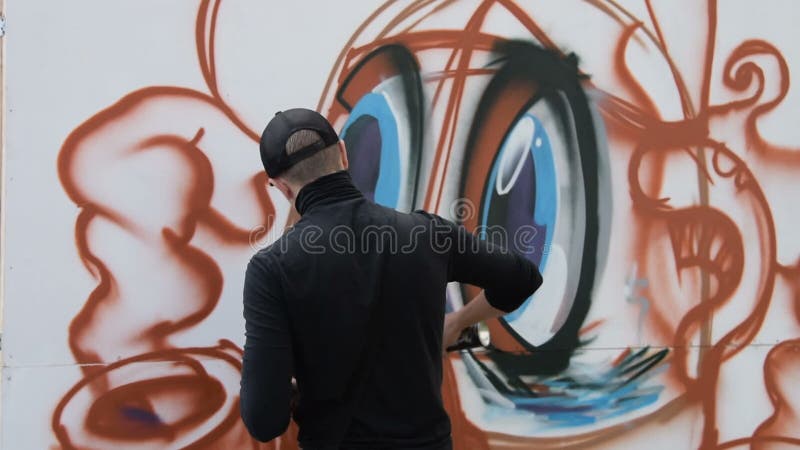 Street Graffiti in Black and White Colors Stock Video - Video of artist ...