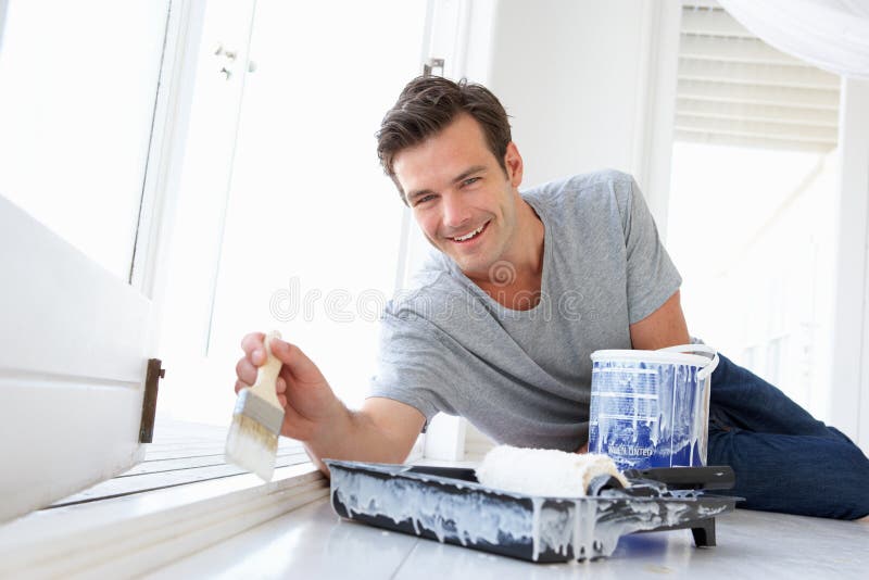 Man painting house stock image. Image of person, home - 21044883