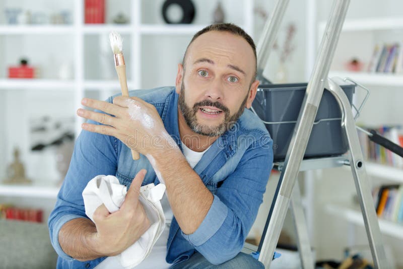 Man Painting House in Diy Concept Stock Image - Image of apartment ...