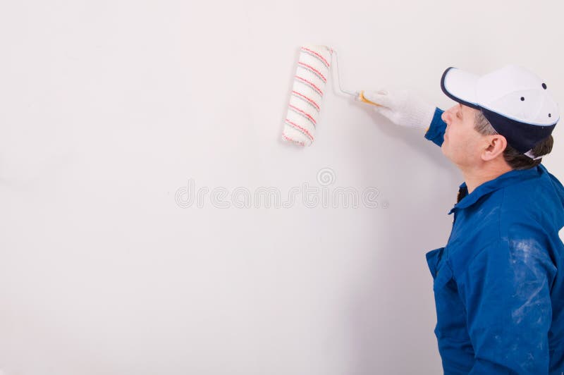 Man painting a wall stock photo. Image of caucasian, relaxation - 12851208