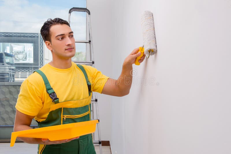 The Man Painting the Wall in Diy Concept Stock Photo - Image of ...