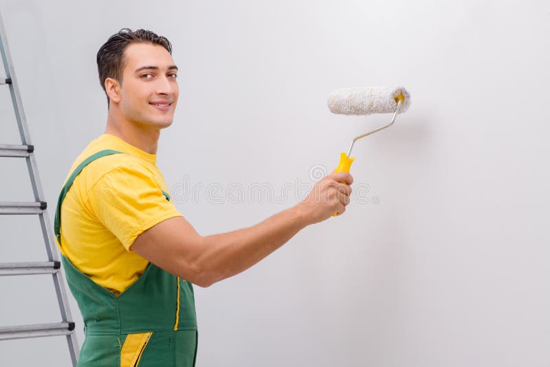 The Man Painting the Wall in Diy Concept Stock Photo - Image of ...