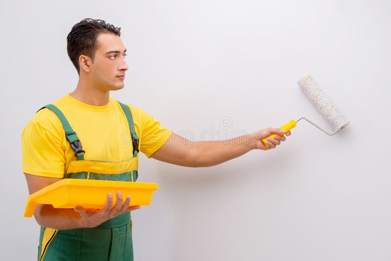 The Man Painting the Wall in Diy Concept Stock Image - Image of ...
