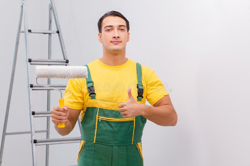 The Man Painting the Wall in Diy Concept Stock Image - Image of ...