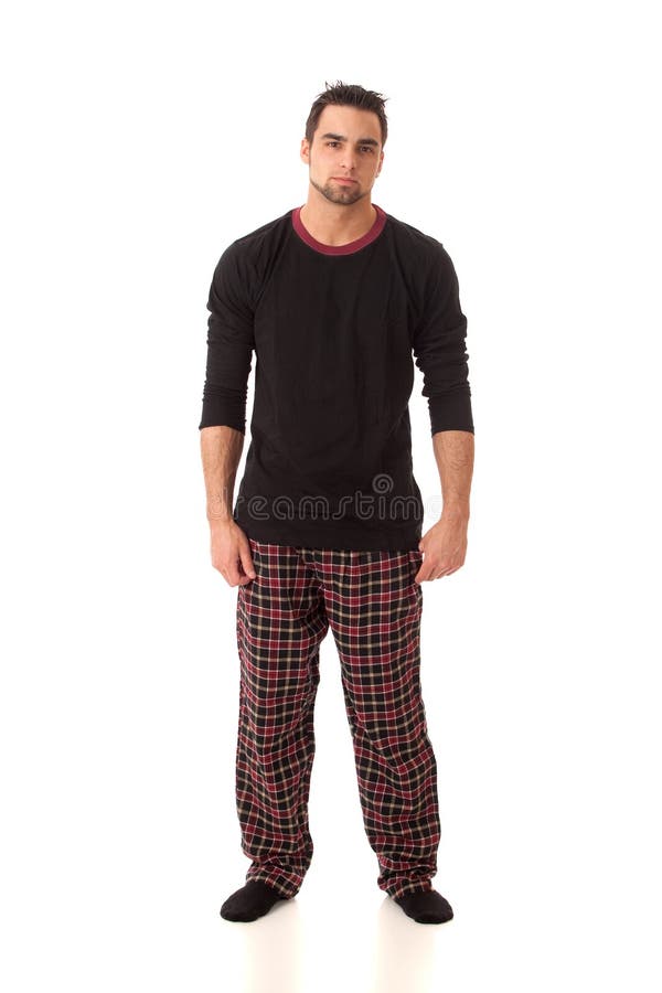 Man in Pajamas stock photo. Image of standing, male, tshirt - 18211176