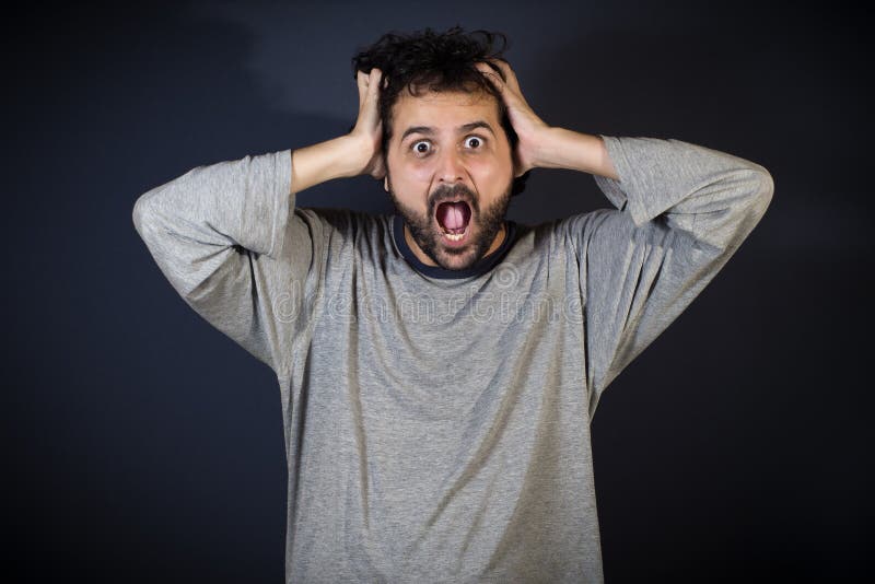 Man in Pajamas Screaming To Wake Stock Image - Image of screaming ...