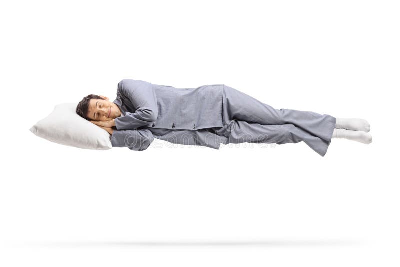 Man in Pajamas Sleeping on Cloud and Floating Stock Photo - Image of ... Man in Pajamas Sleeping on Cloud and Floating Stock Photo - Image of ...