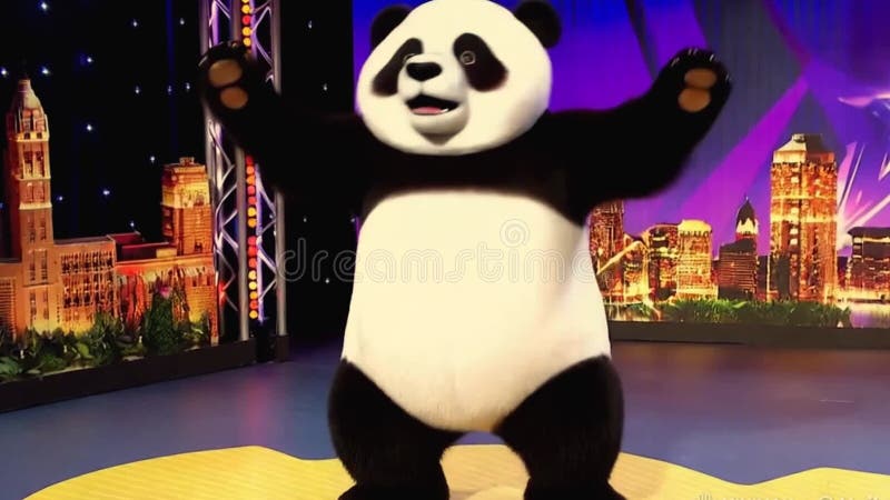 A Man in a Panda Costume is Dancing a Dance Stock Footage - Video of ...