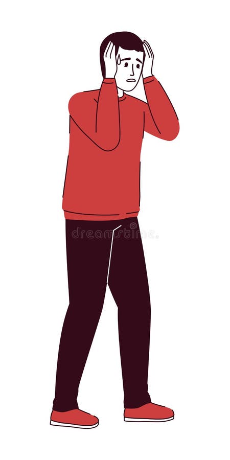 Man with Panic Attack Flat Color Linear Vector Character Stock Vector ...