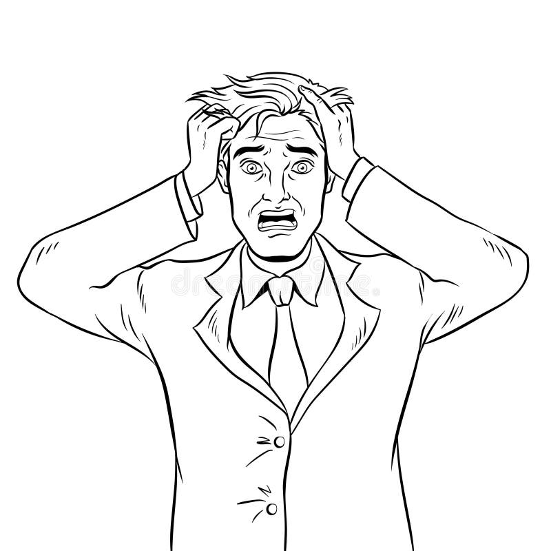 Man with Panic Emotion Pop Art Vector Illustration Stock Vector ...