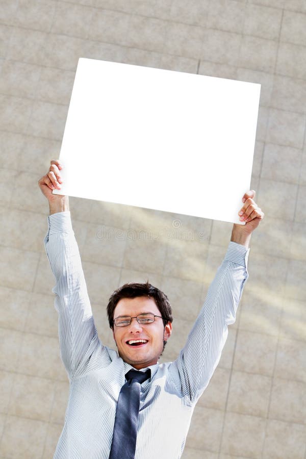 Man with paper stock image. Image of advertisement, idea - 13787117