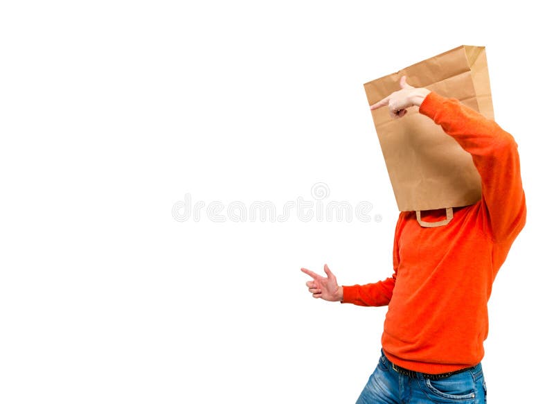 Man in paper bag on head. stock image. Image of mask - 42384927