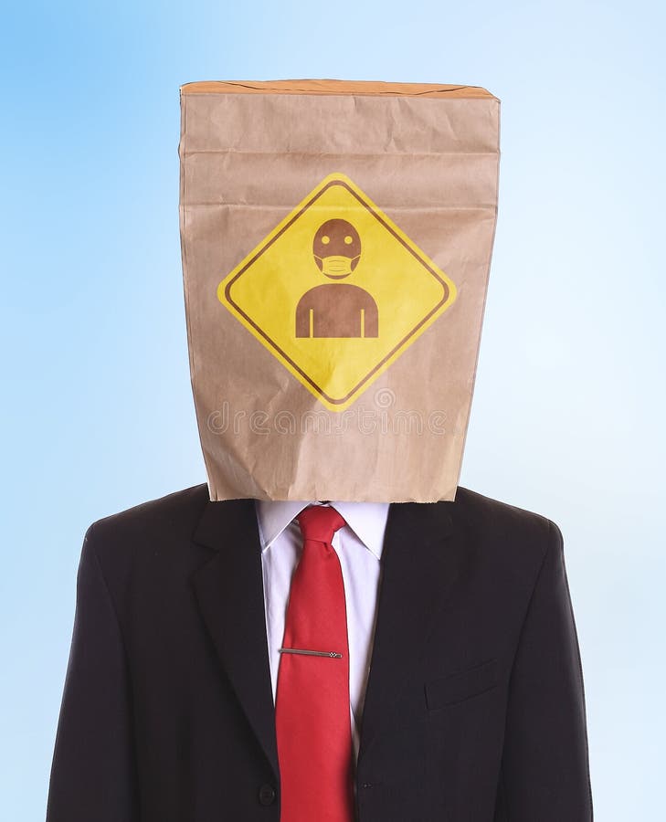 Man with a Paper Bag on Head Stock Image - Image of body, paper: 34173113