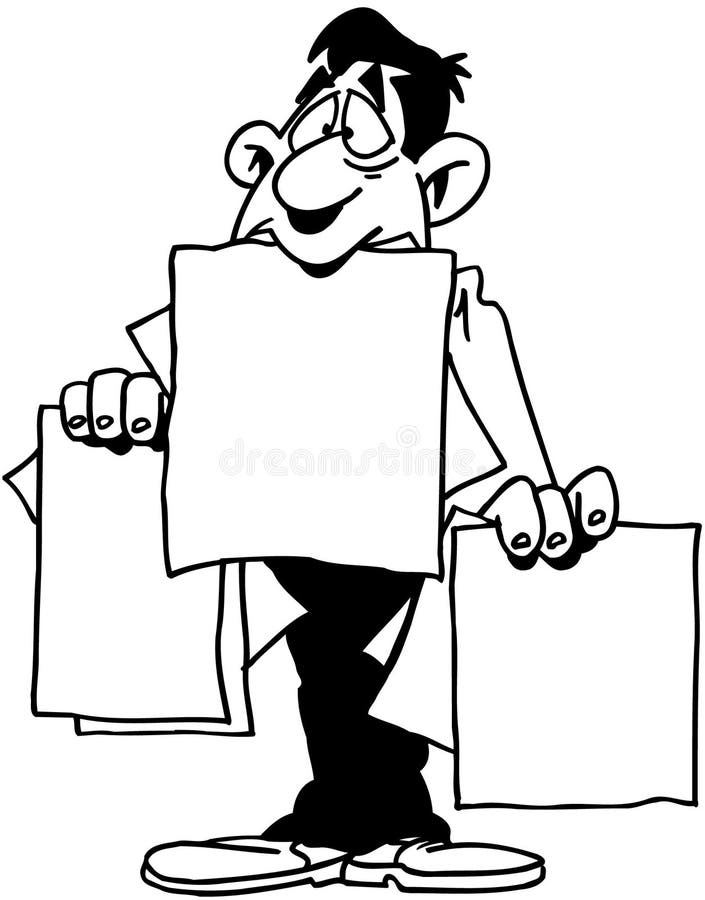 Man with Paper Template Cartoon Vector Clipart Stock Vector ...
