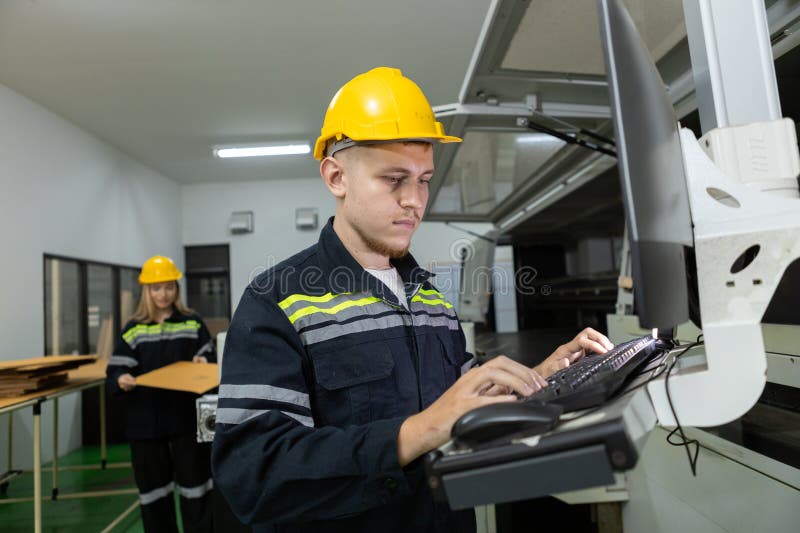 Man Paper Warehouse Worker Check Quality and Quantity Cardboard ...