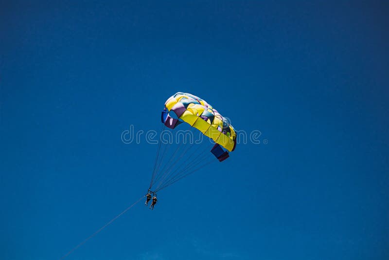 Man with Parachute Flying in the Sky Stock Photo - Image of freedom ...