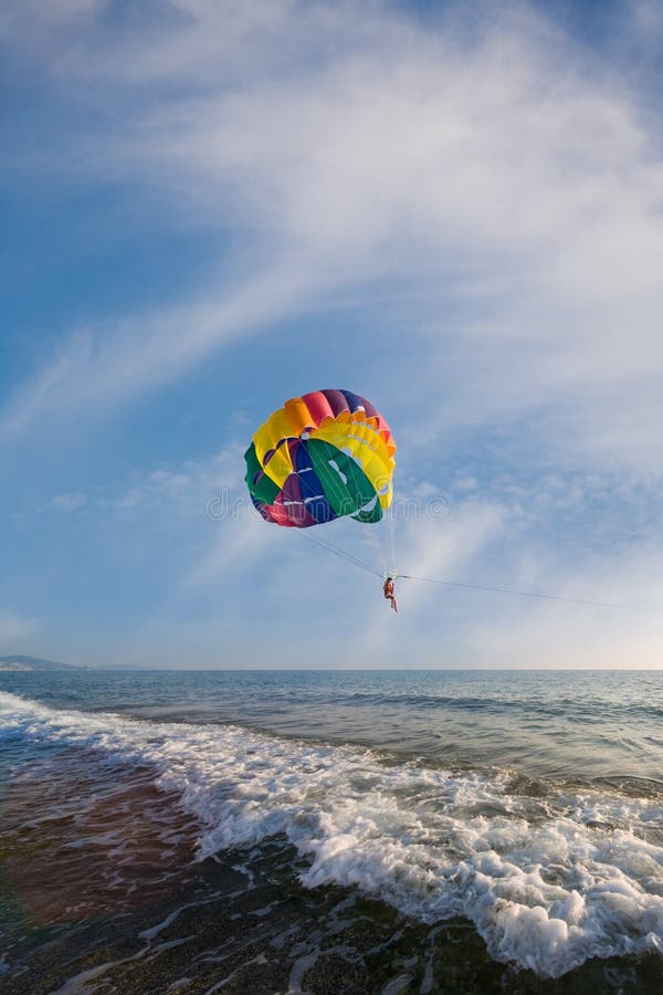 Man is parasailing stock photo. Image of horizontal, blue - 7007152