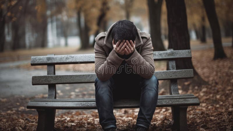 Man in park on bench sad stock image. Image of retiree - 297525893