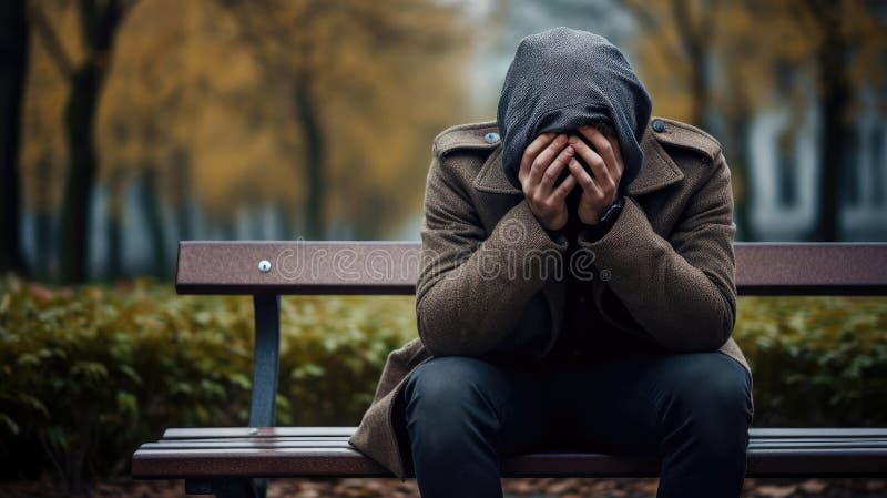 Man in park on bench sad stock image. Image of retiree - 297525893