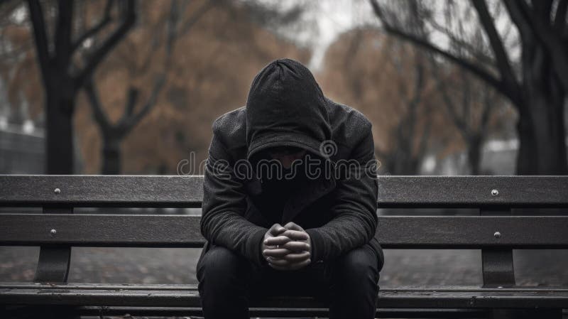 Man in park on bench sad stock photo. Image of sadness - 297530122