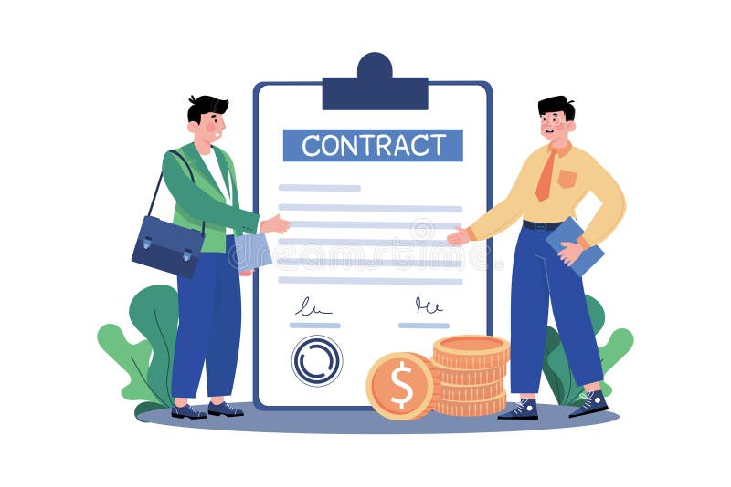 Man Partners Signed a Contract Illustration Concept on White Background ...