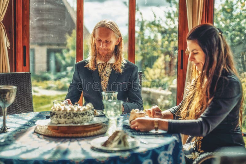Man at a Party Cutting a Cake. Stock Image - Image of decorated, happy ...