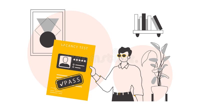 The Man Passed the Job Test. Linear Trendy Style. Vector Illustration ...